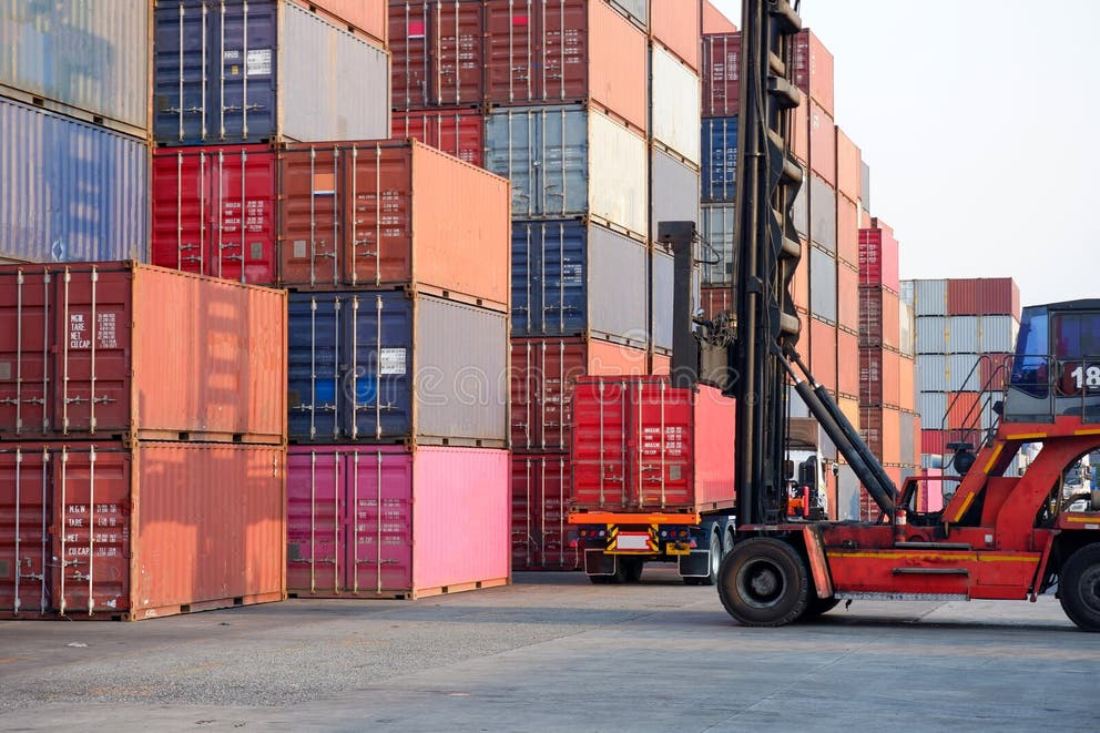 Container Forklift Lots of Containers Stock Image - Image of parking ...