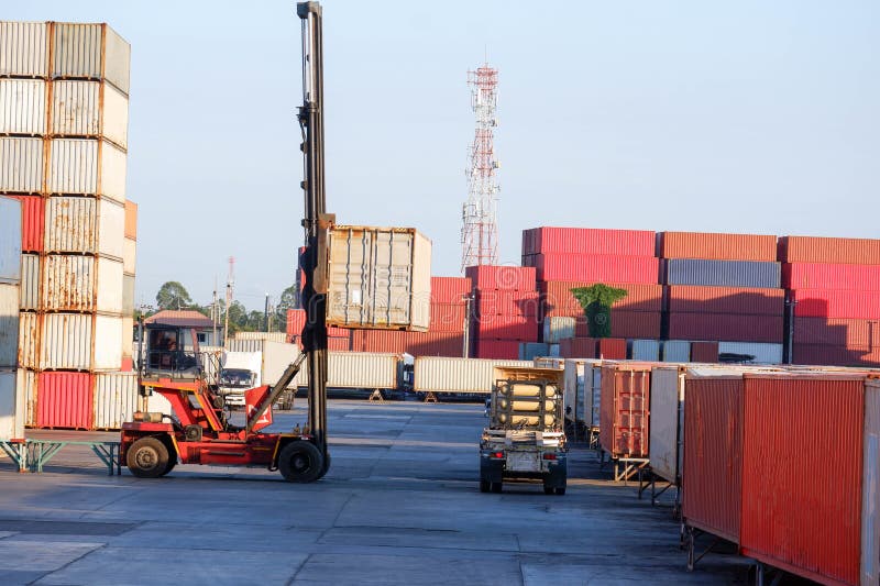 Container Forklift in Storage Yard Perspective of Industry and Transportation Stock Photo ...