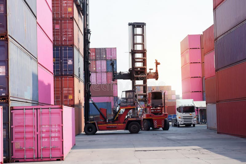 Container Forklift Transportation Busines Container Forklift Stock ...