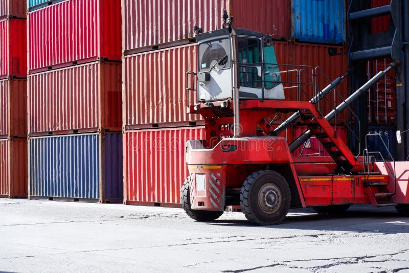 Container Forklift in the Container Yard Stock Photo - Image of freight ...