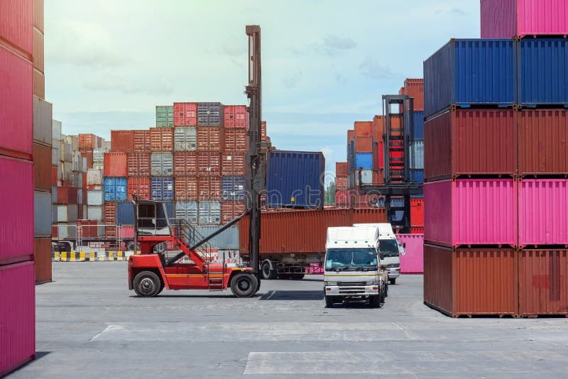 Container Forklift in the Container Yard Stock Image - Image of supply ...
