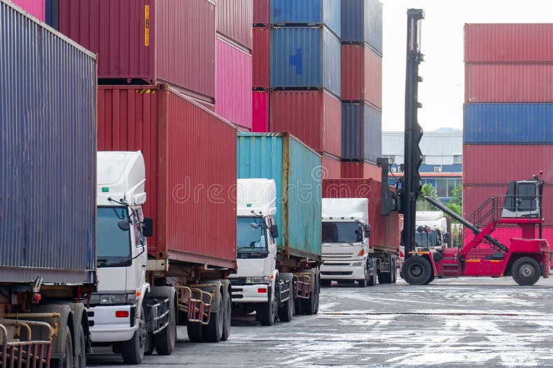 Container Forklifts and Trucks View of Transport and Industry Stock ...