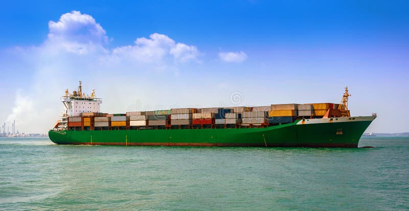 Container freight ship stock photo. Image of vessel, crane - 58660784