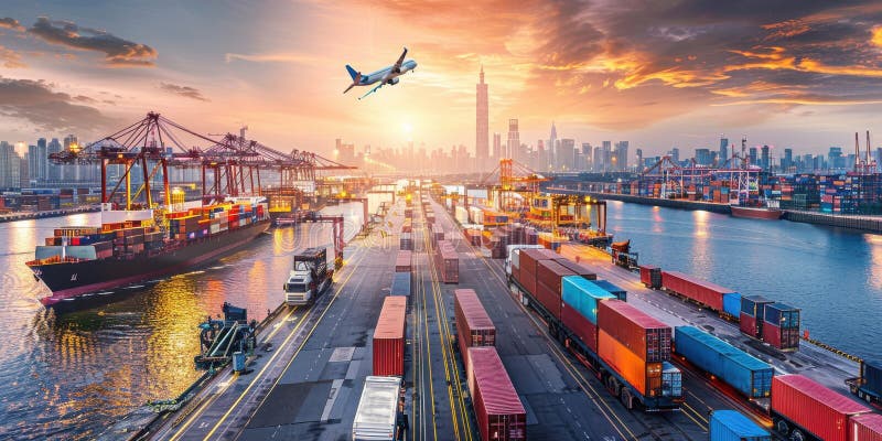 Container Freight Train in the Global Business Logistics Sector Stock ...