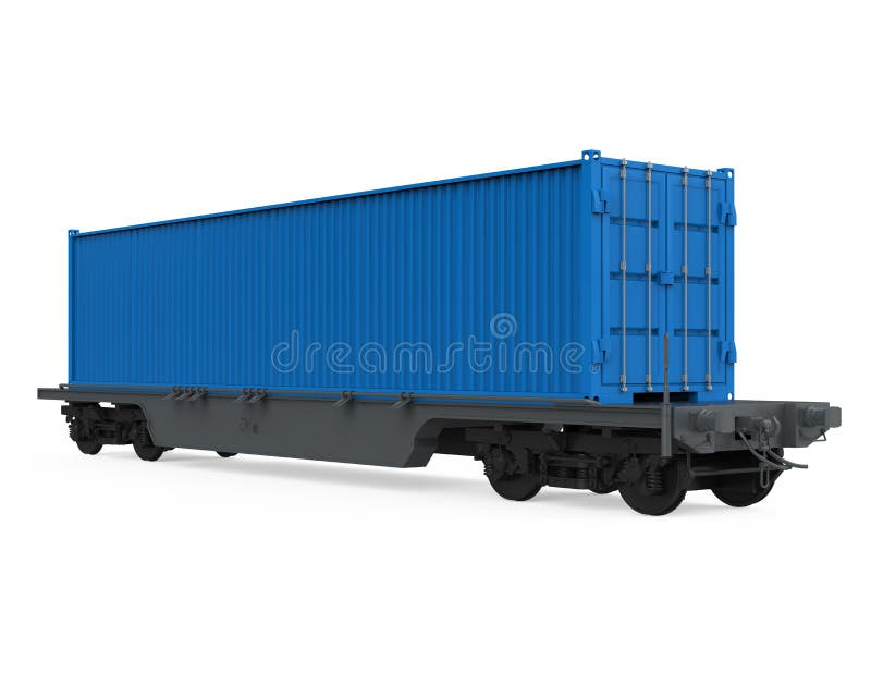A Freight Train with Orange and Blue Wagons Passes Quickly Stock ...