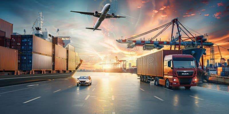 Container Freight Train Showcasing Efficient Global Business Logistics ...