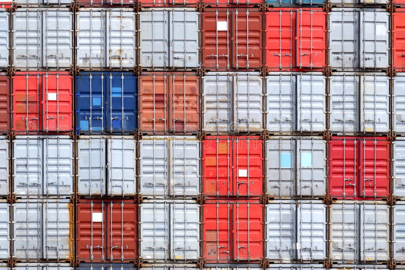 Front View of Container Stack Stock Image - Image of background, ship ...