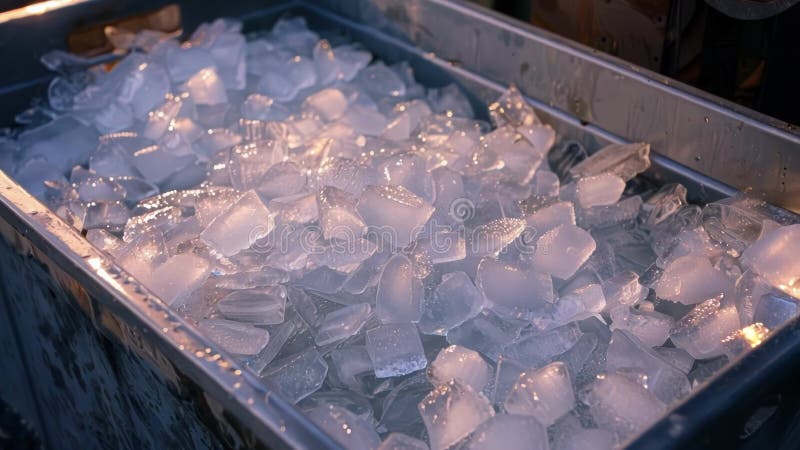 Container Full of Ice Cubes Sparkling Under the Sun Stock Footage ...
