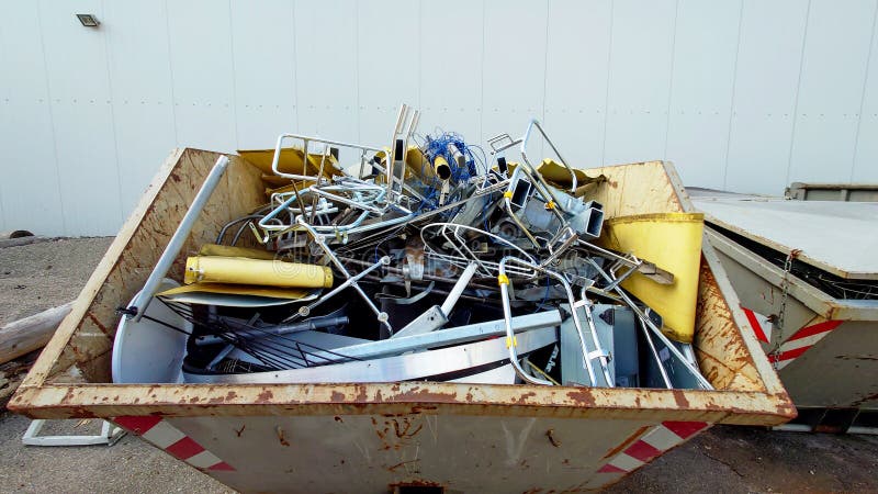 Container Full of Metallic Scrap Stock Image - Image of metallic ...