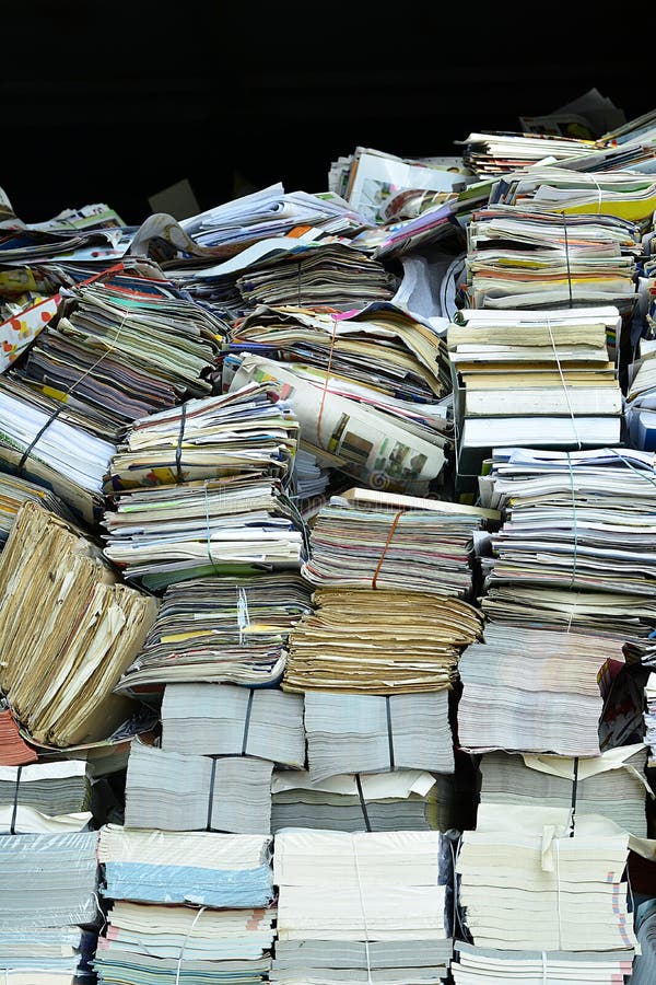 Container Full of Old Paper for Recycling Stock Image - Image of heap ...