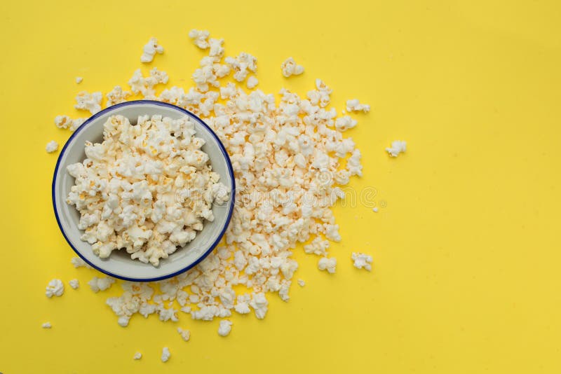Container Full of Popcorn on Yellow Stock Image - Image of corn, object ...