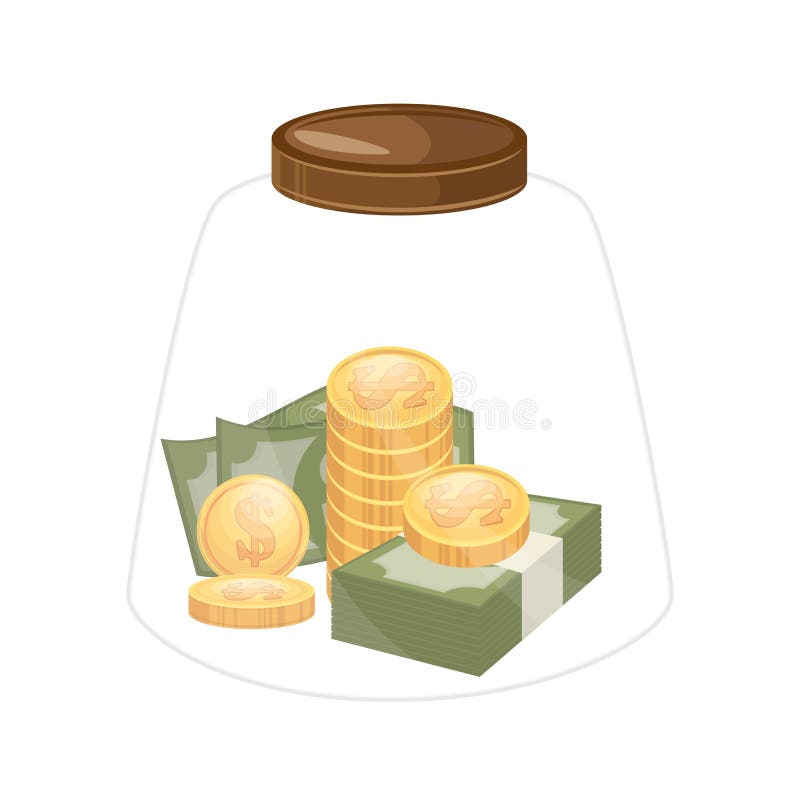 Container glass with money stock vector. Illustration of currency ...