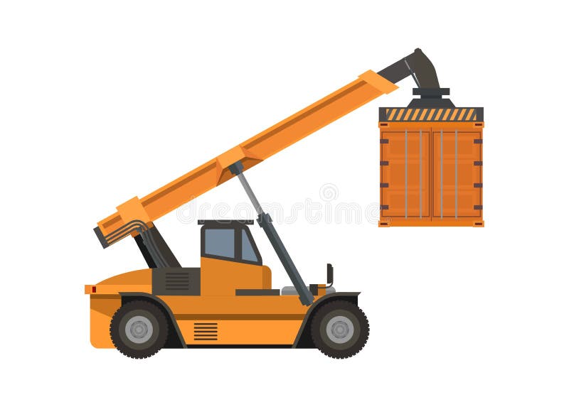 Container Handler Forklift Lifting Container. Simple Isolated and ...