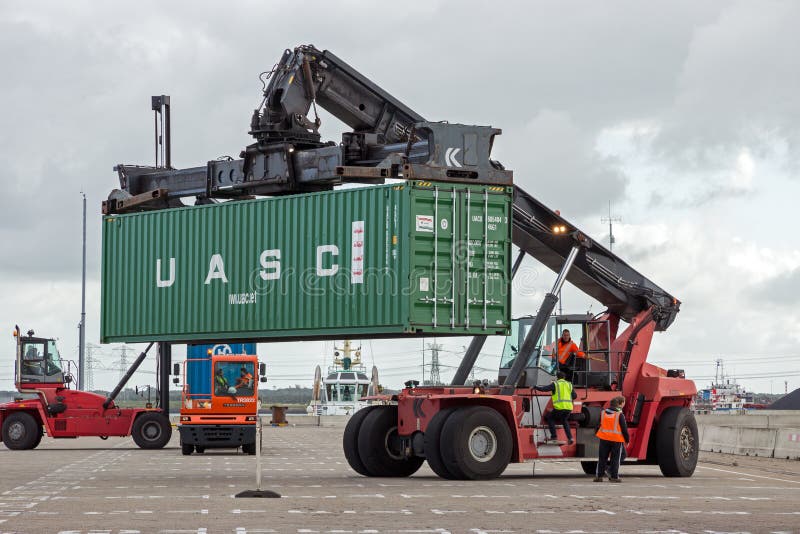 Mobile container handler editorial photography. Image of large - 61466412