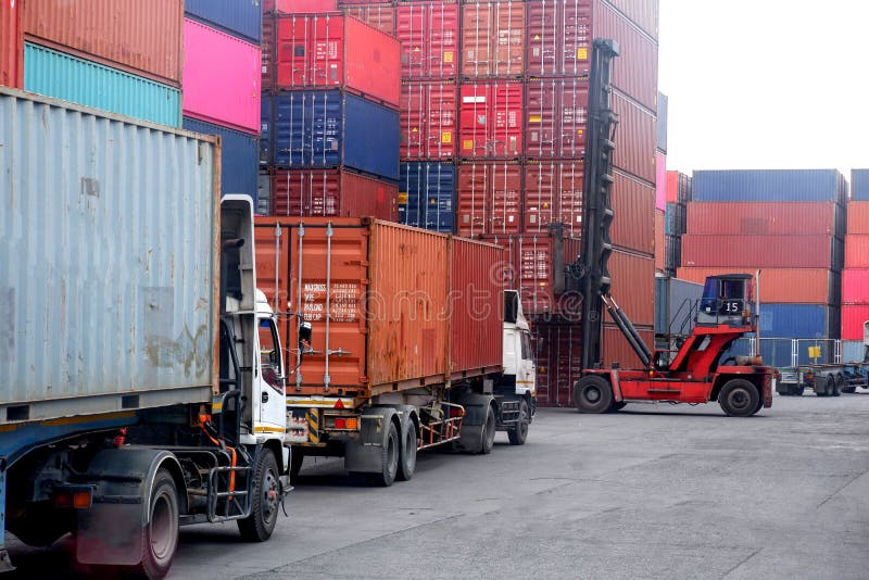 Container Handling Equipment in the Dock Stock Photo - Image of port ...