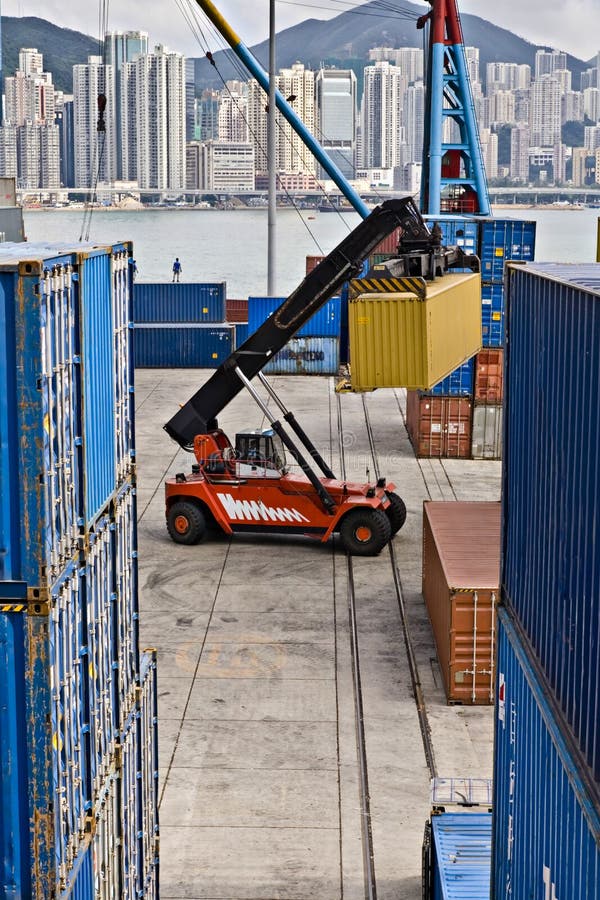 Container Handling, Hong Kong Stock Photo - Image of victoria, traffic ...