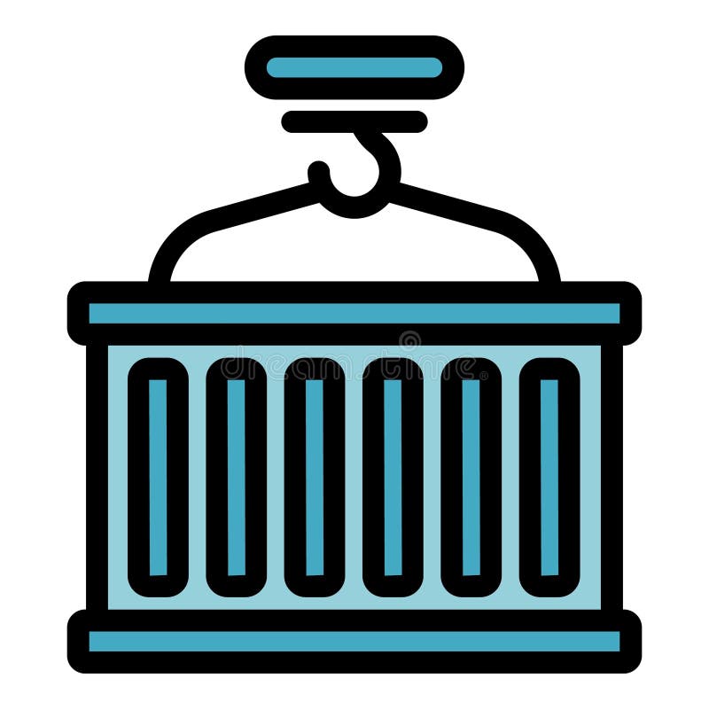 Container Hanging from Hook during Loading Process Icon Stock ...