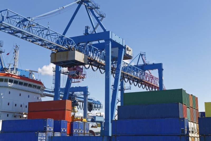Container harbour stock image. Image of ships, cargo - 95104553