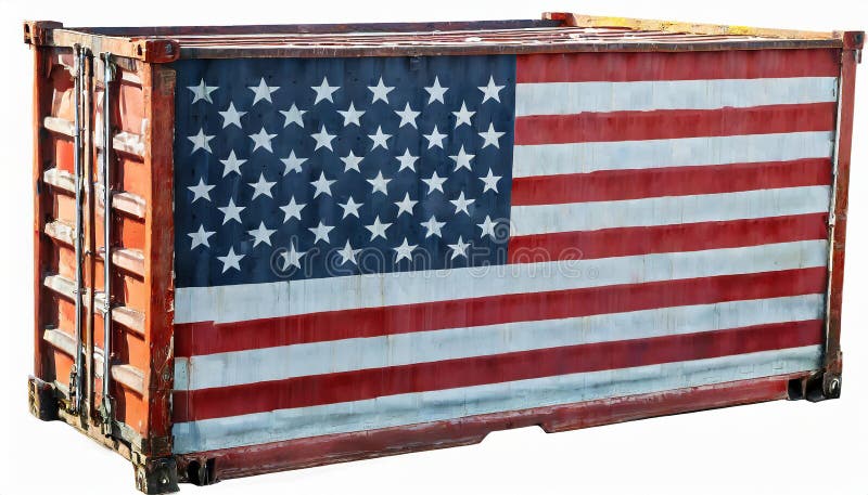 Container Has Symbols of the Flag of the United States of America Stock ...