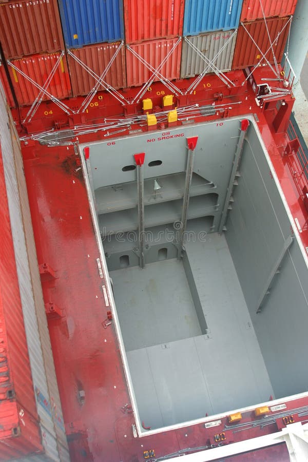 Container hold on ship stock image. Image of goods, business - 12121755