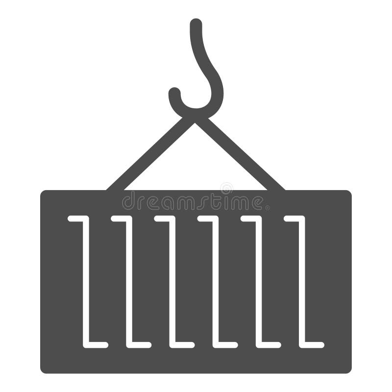 Container and Hook Solid Icon, Logistic and Delivery Symbol, Cargo ...
