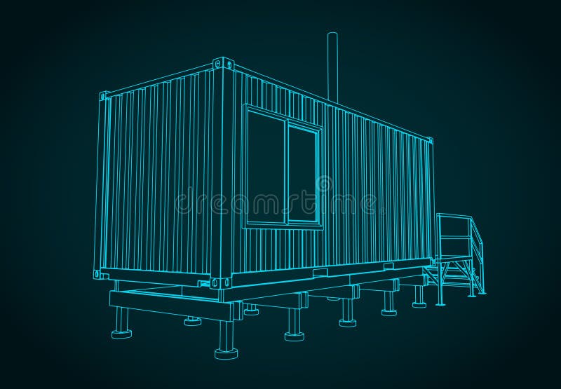 Container house blueprint stock vector. Illustration of structure ...