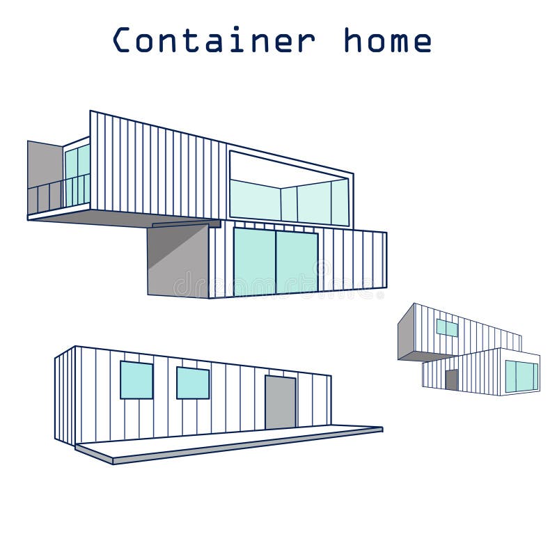 Container House Building with Logo Vector Isolated Stock Vector ...