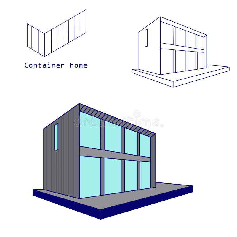 Container House Building with Logo Vector Isolated Stock Vector ...