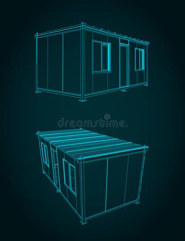 Container house drawings stock vector. Illustration of cargo - 318379521