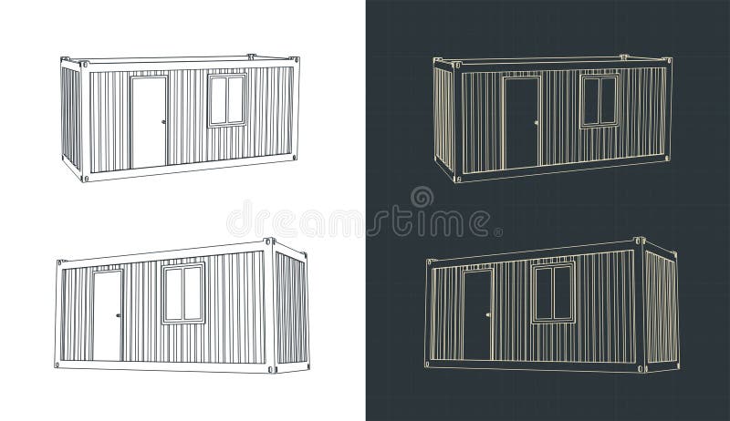 Container house drawings stock vector. Illustration of apartment ...