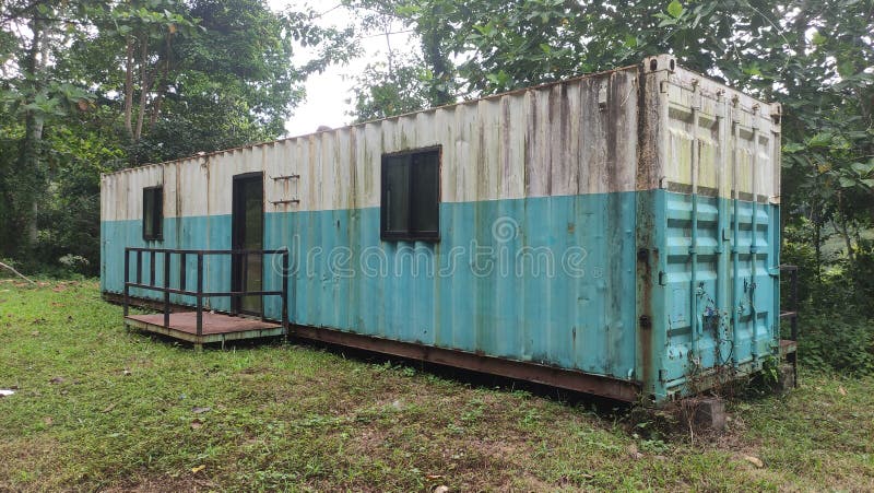 Container House in the Middle of the Forest Stock Image - Image of ...