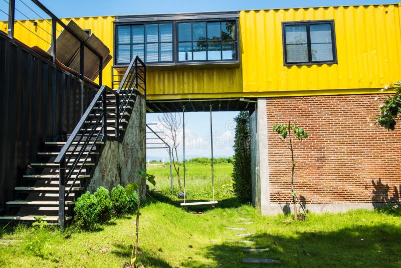 Container House with Swing in Thai Country Stock Image - Image of ...