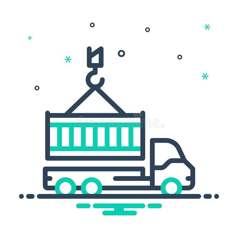 Mix Icon for Container, Crane Hook and Lifting Stock Illustration ...