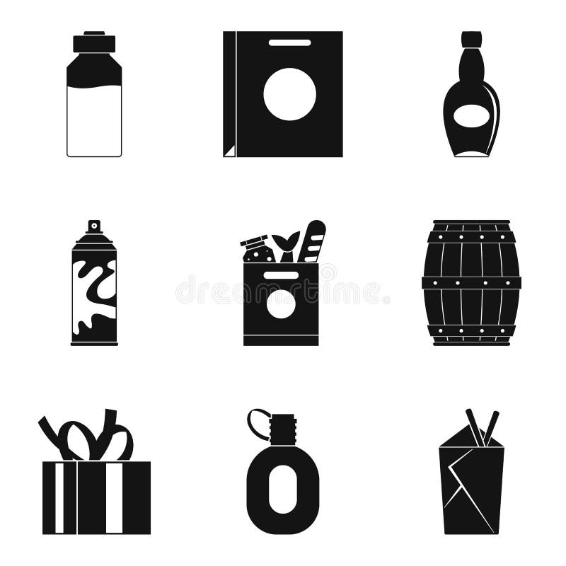 Container Icons Set, Simple Style Stock Vector - Illustration of ship ...