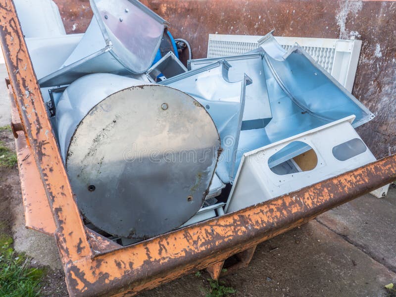 Container with Old Iron Scrap Stock Photo - Image of container ...