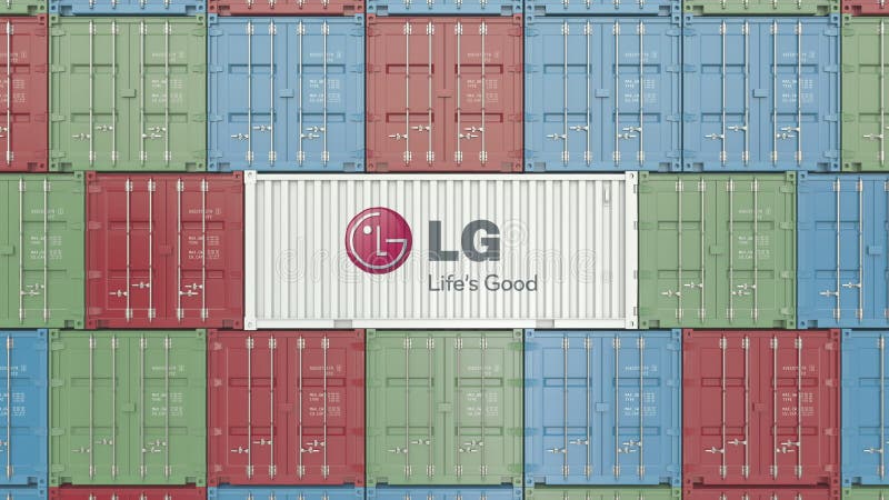 Container with LG Corporate Logo. Editorial 3D Animation Stock Footage ...
