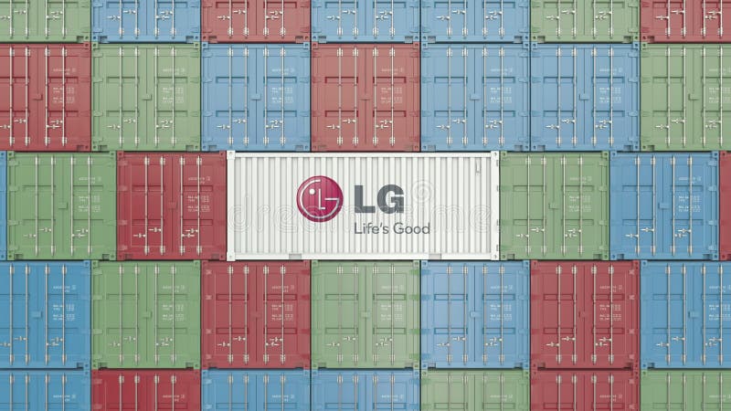Container with LG Corporate Logo. Editorial 3D Rendering Editorial ...