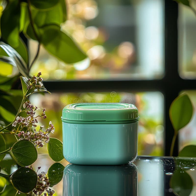 Container with Lid Made of Plastic in Blue and Green Stock Image ...