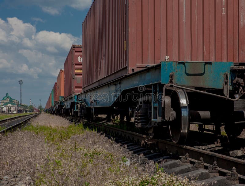Loaded Train of Wagons Freight Train Operating on the Production of ...
