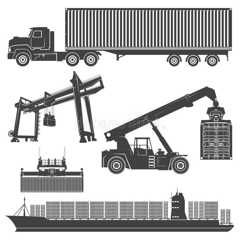 Container Loader Gantry Crane Ship Vessel Stock Vector - Illustration ...