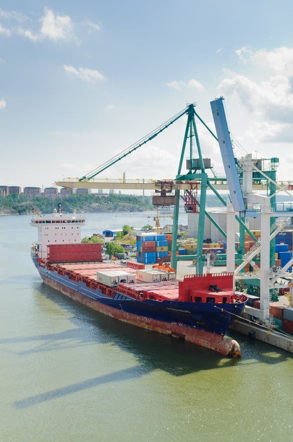 Loading ship with logs stock photo. Image of heavy, ship - 4963612