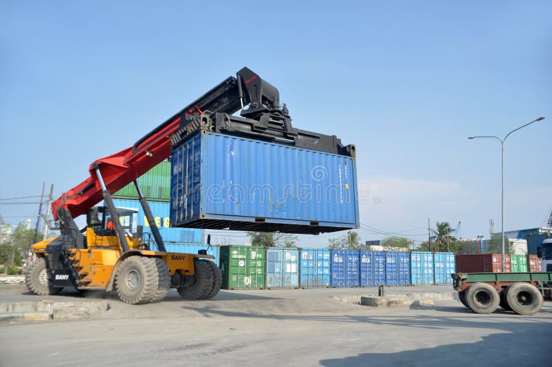 Container Loading and Unloading Activities at Tanjung Priok Harbor ...