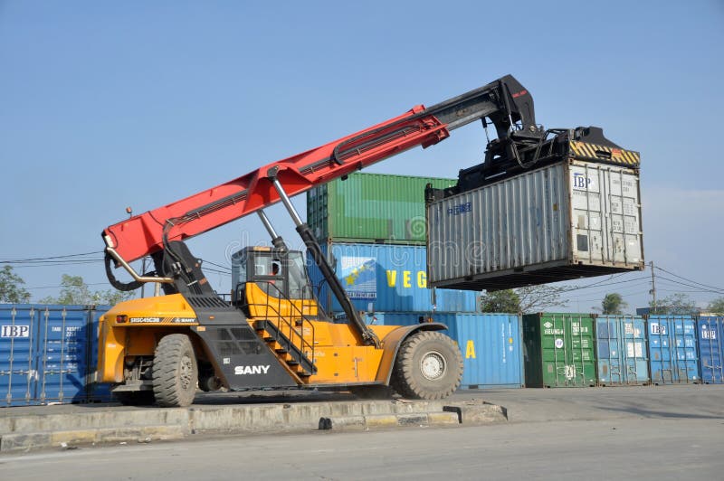 Container Loading and Unloading Activities at Tanjung Priok Harbor ...