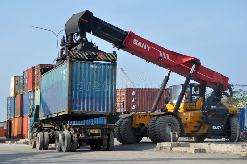 Container Loading and Unloading Activities at Tanjung Priok Harbor ...