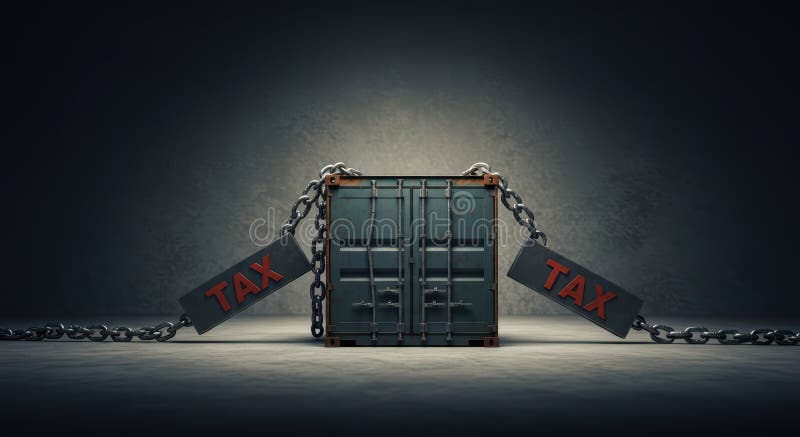 Container Locked with Chains and Tax Blocks Concept Stock Illustration ...