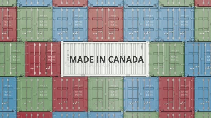 Container with MADE in CANADA Text. Canadian Import or Export Related ...