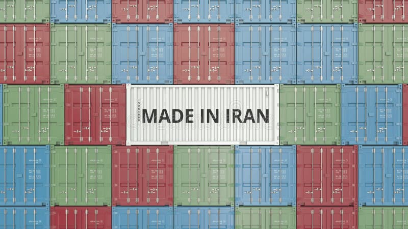 Container with MADE in IRAN Text. Iranian Import or Export Related 3D ...