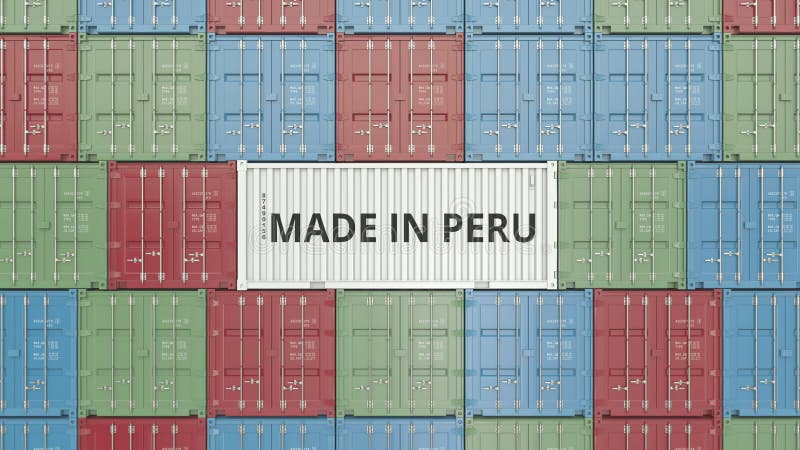 Container with MADE in PERU Text. Peruvian Import or Export Related 3D ...