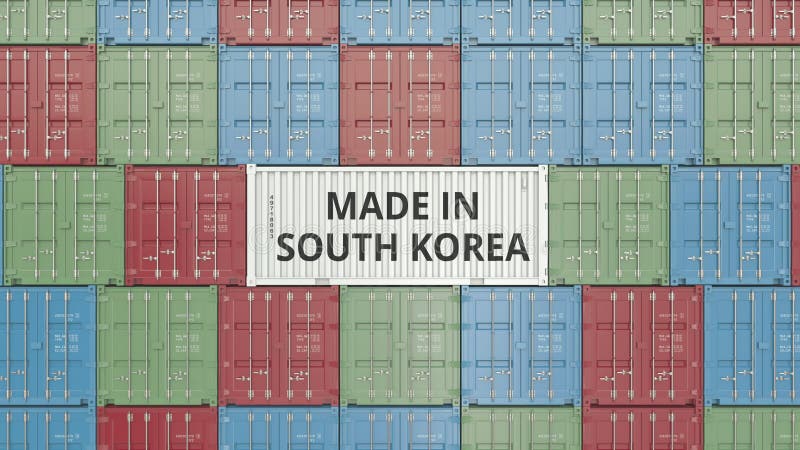Container with MADE in SOUTH KOREA Text. Korean Import or Export ...