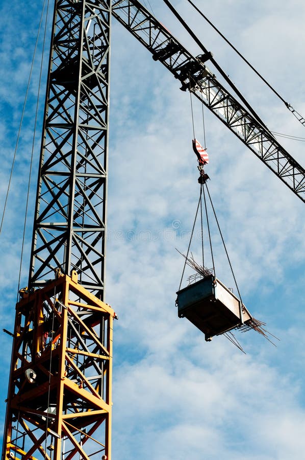 Container with Metal Waste Hanging at Construction Site Stock Image ...